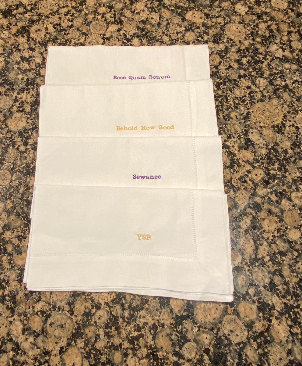 Sewanee words napkin set – Great Stitches for thoughtful people